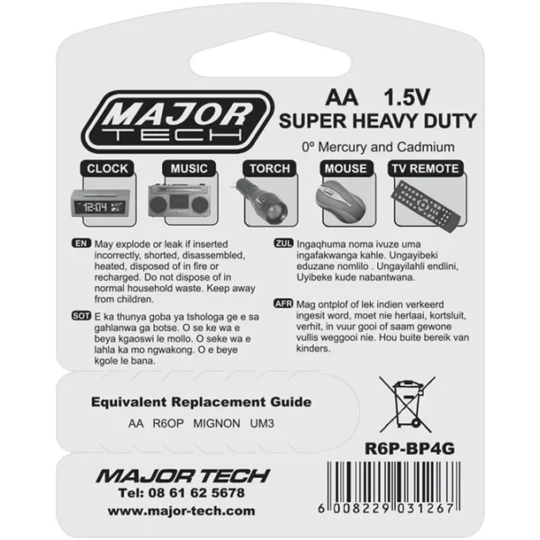 AAA Batteries Major Tech 4 Pack